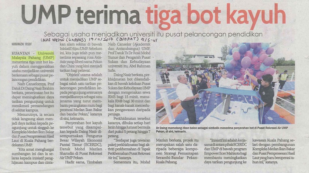 UMP terima tiga bot kayuhUMPSA News