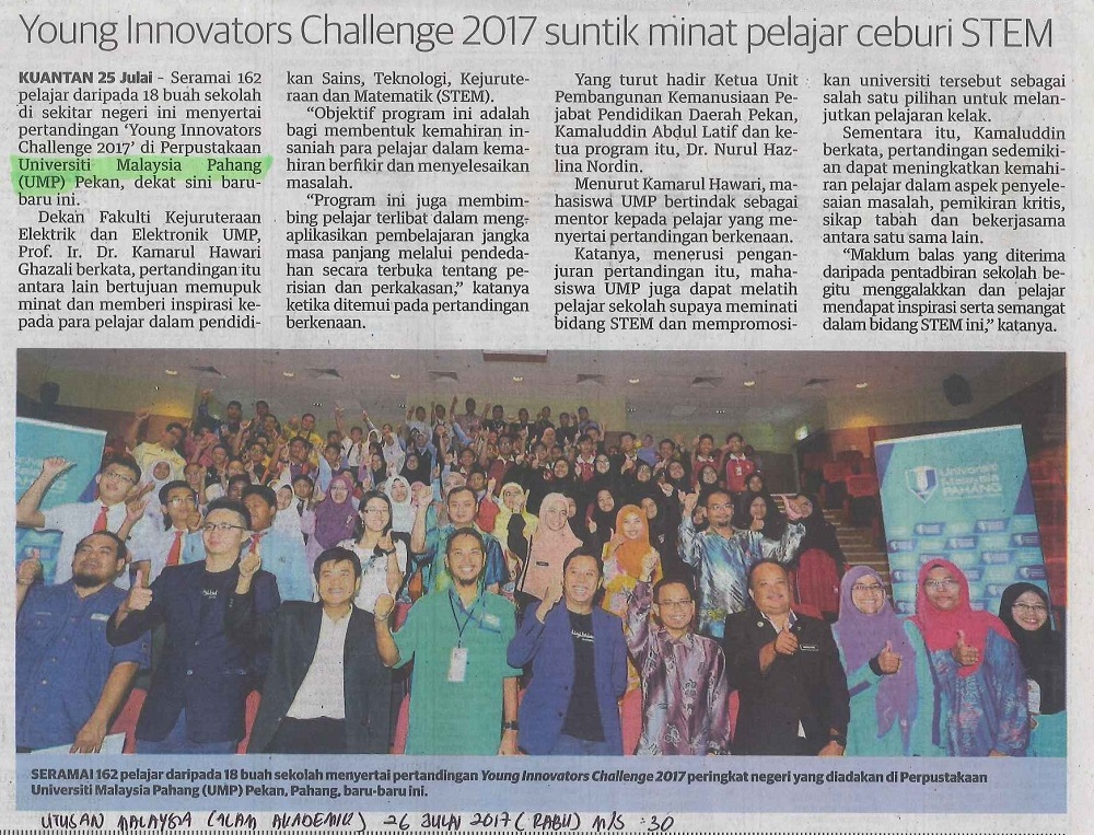 Young Innovators Challenge 2017 suntik minat pelajar ceburi STEMUMPSA News