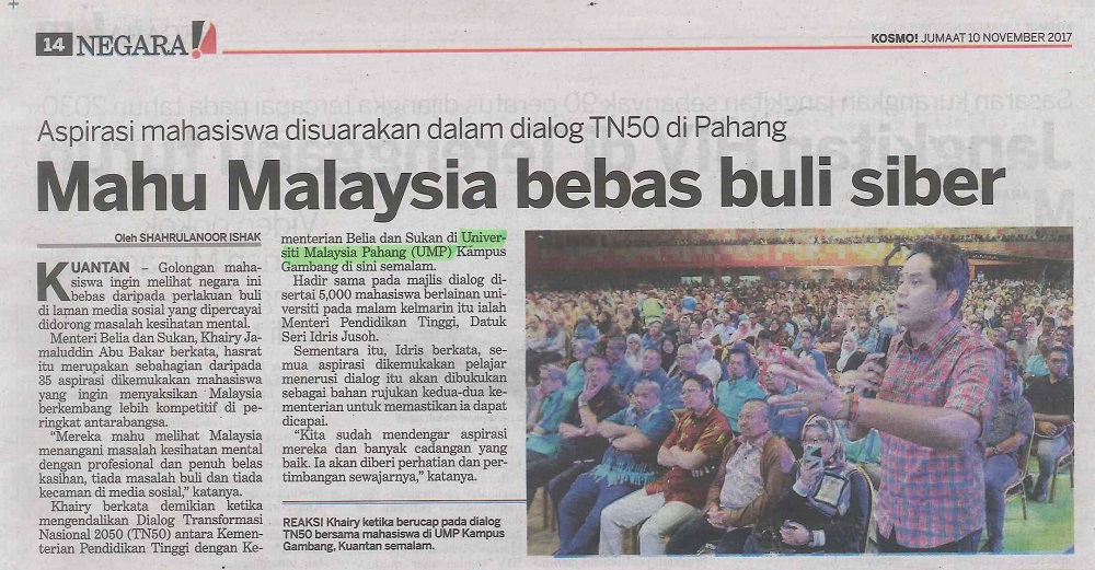 Mahu Malaysia bebas buli siberUMPSA News