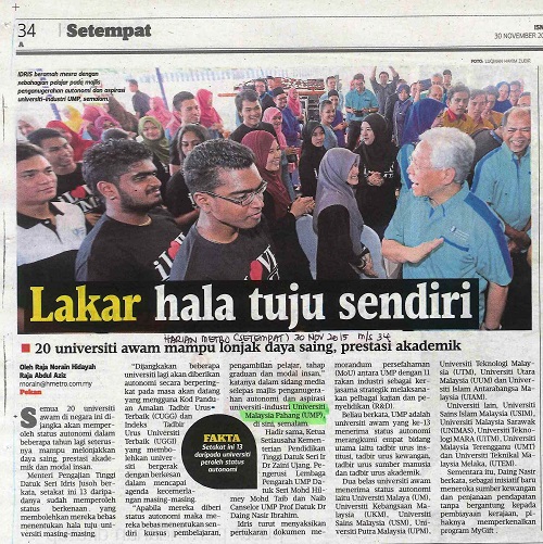 Lakar Hala Tuju SendiriUMPSA News
